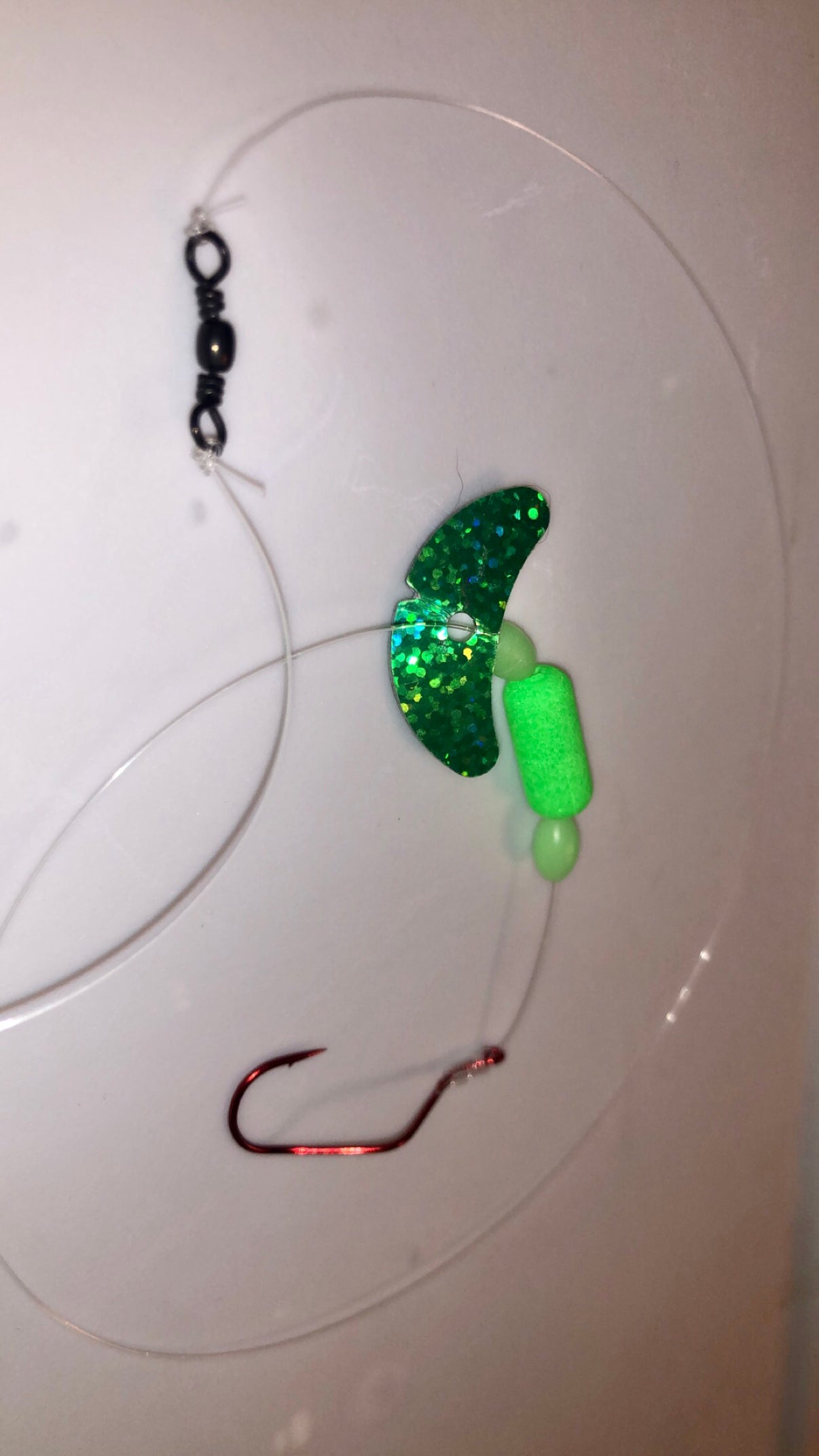 1 Inch Smile Blade with Inline Swivel/Green Sparkle – Dakota Blades